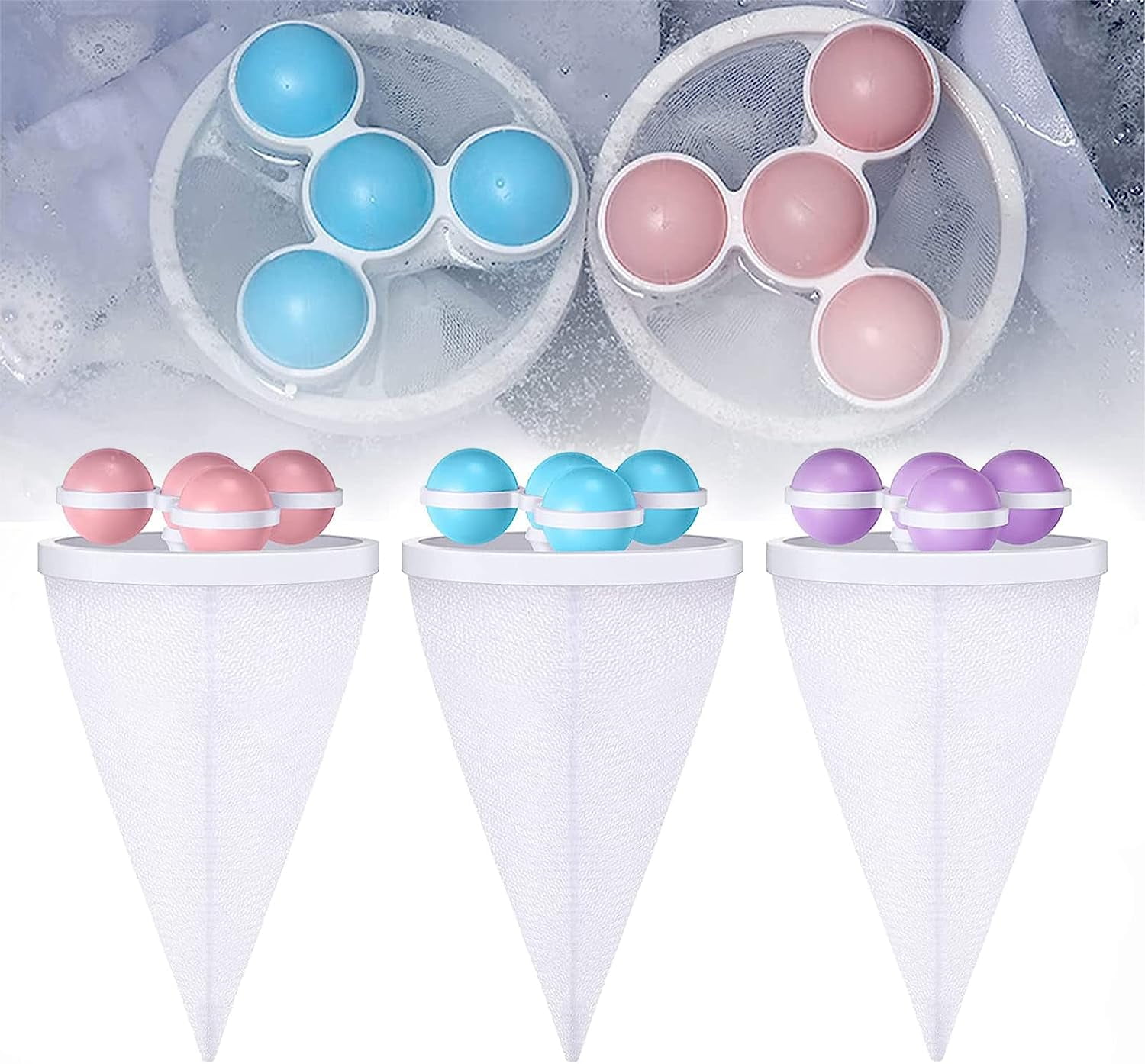 3Pcs Lint Catcher for Laundry, Washing Machine Floating Lint Mesh Bag ...