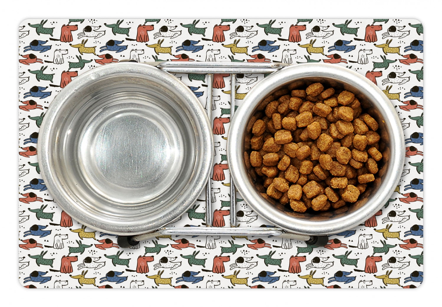 Dogs Pet Mat for Food and Water, Pastel Funny Puppies Childish Pets ...