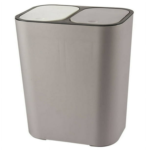 Trash Can Rectangle Plastic Push-Button Dual Compartment 12 Liter ...
