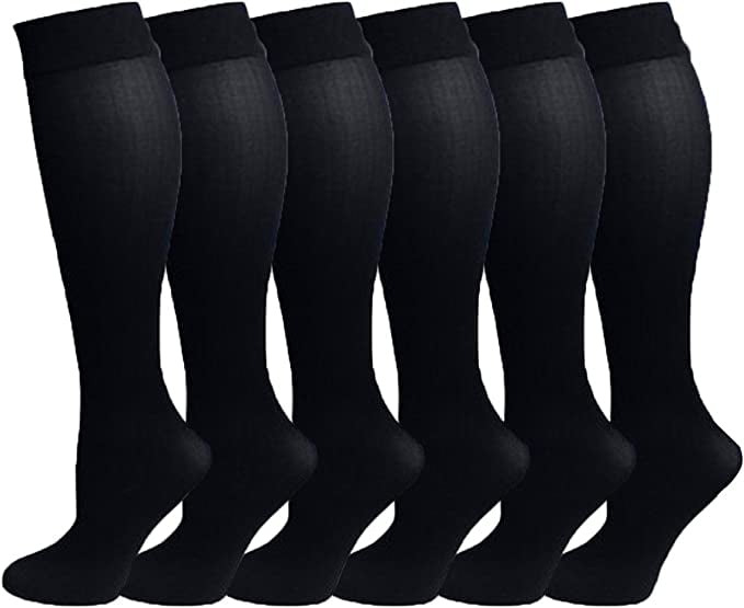 Dr. Motion Women's 6 Pair Pack Compression Socks Premium Cotton (Black ...