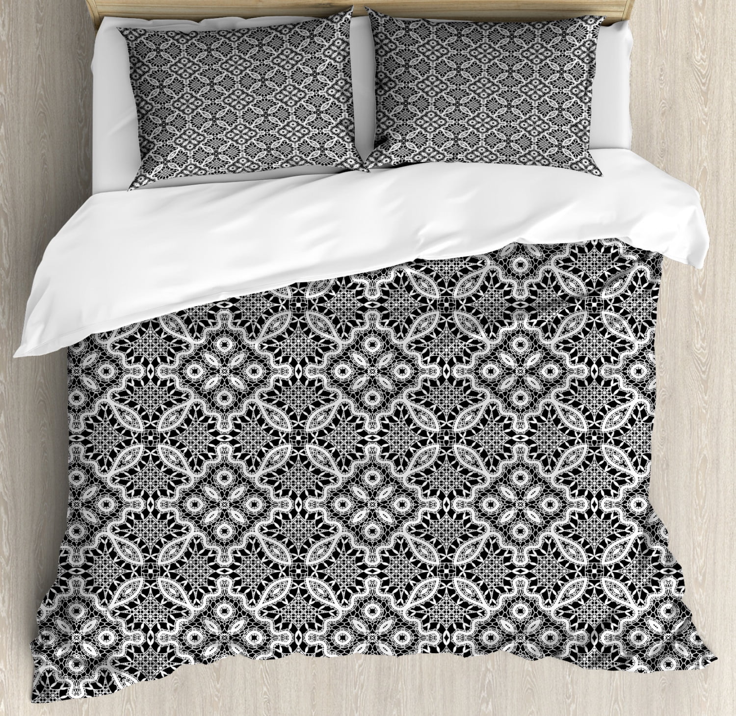 Geometric Duvet Cover Set Queen Size, Lace Style Inspired Illustration ...