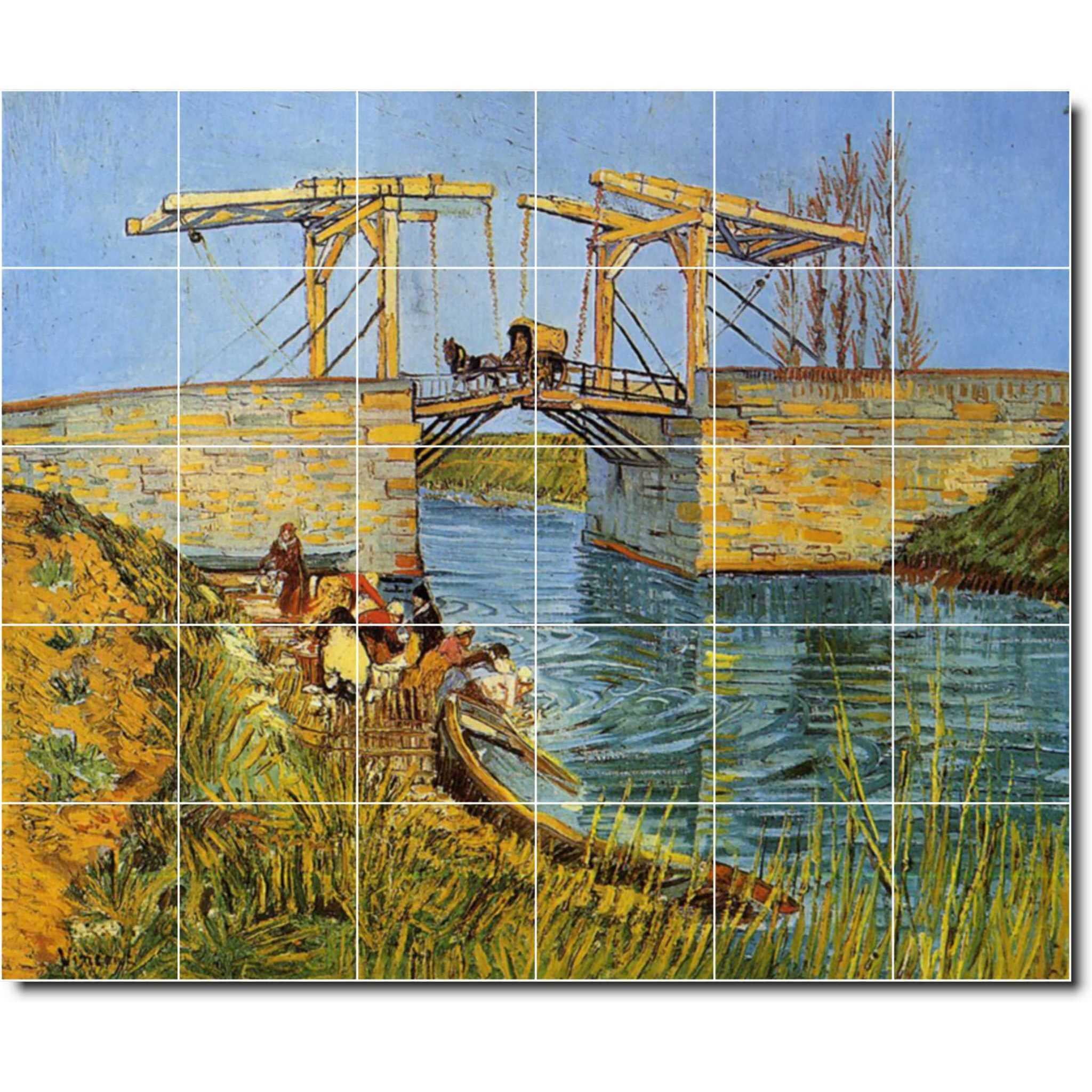 Ceramic Tile Mural-Vincent Van Gogh City Wall Tile Mural 11. 36" w x 30 ...