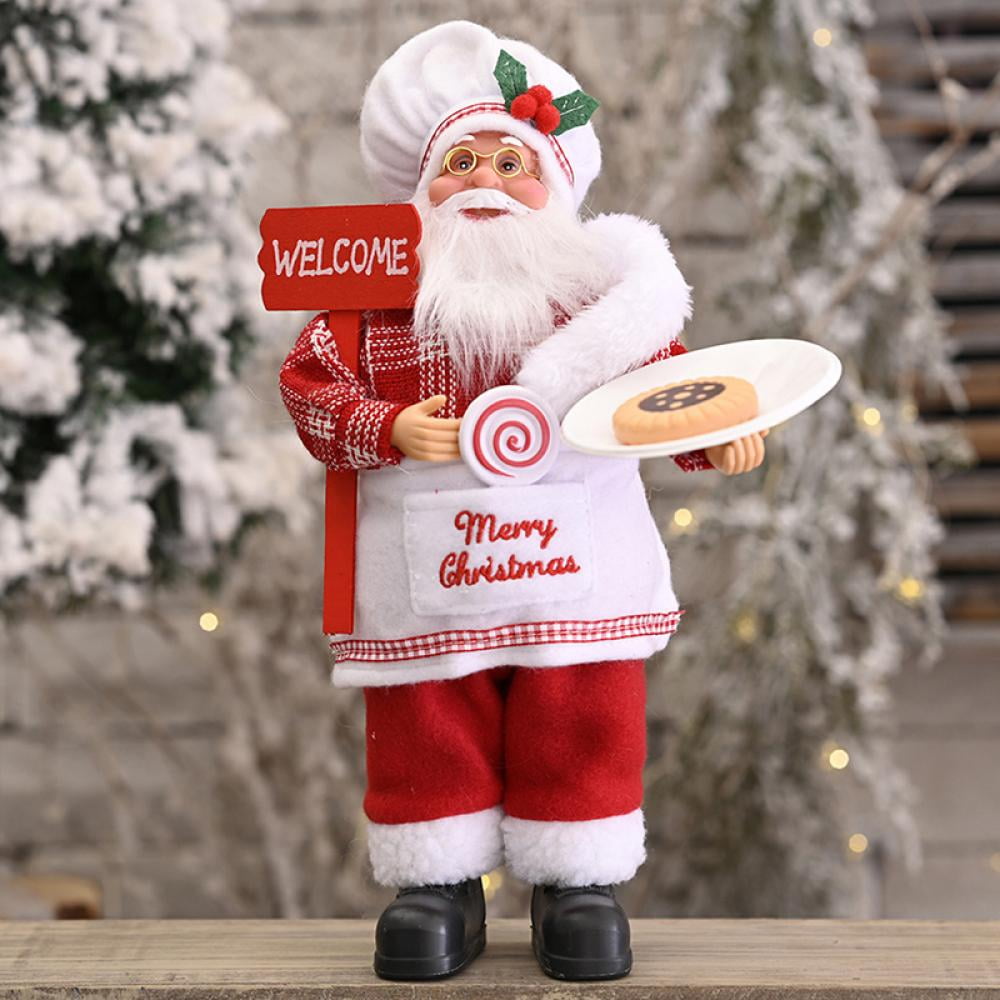 12" Christmas Chef Santa Figurine Doll Accessories Santa Claus ...