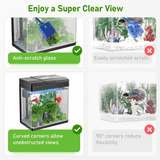 pondon Fish Tank, 1.7 Gallon Glass Aquarium, LED Light, Filter, Air ...