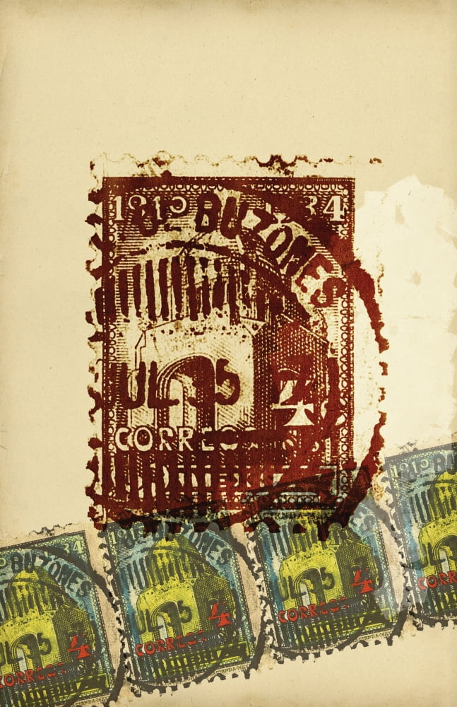 Variations, Composition Of Stamps On Beige Background (Mixed Media). by ...