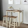 Gymax 3-Piece High Breakfast Bar Table Set with 2 Tall Saddle Stools ...