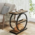 Tribesigns End Table, Wood Side Table with Black Metal Frames, Narrow ...