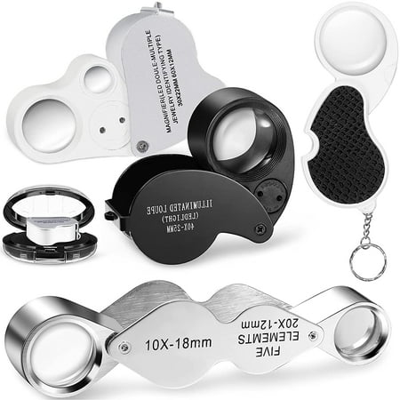 4 Pieces Jewelers Loupe Set, Illuminated Jewelers Loupe, 5X 10X 20X 30X ...