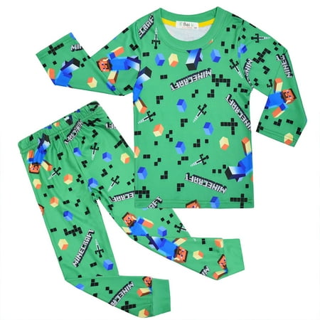 Minecraft Pajamas for Boys 2-Piece Long Sleeve Create Explore Survive ...