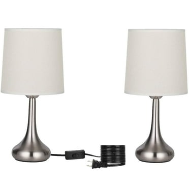 Silver Table Lamps - Small Nightstand Set of 2 Gray Shades - Walmart.com