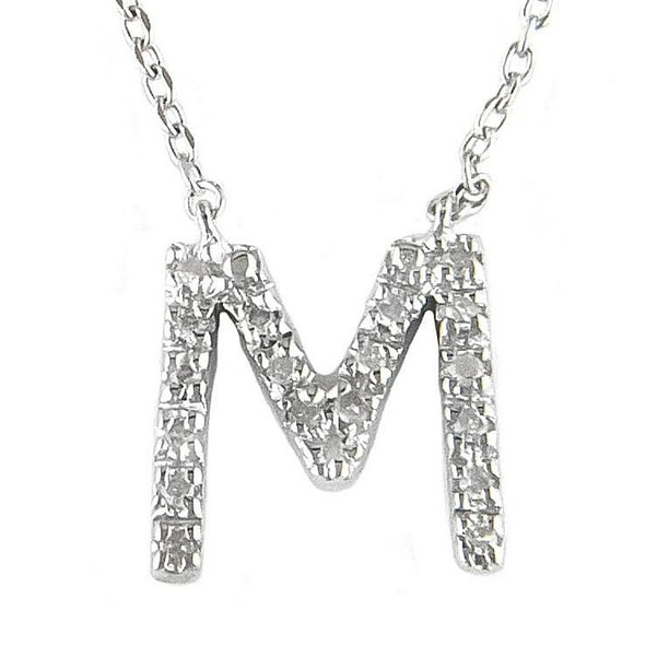 Dainty Silver Diamond Initial M Necklace - Walmart.com