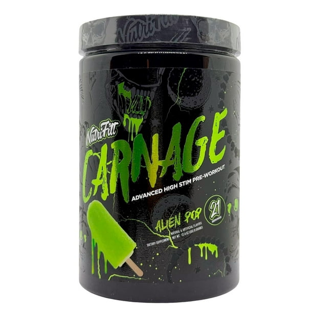 Preentreno Carnage 21 servicios Alien Pop NutriFitt negro | Bodega ...