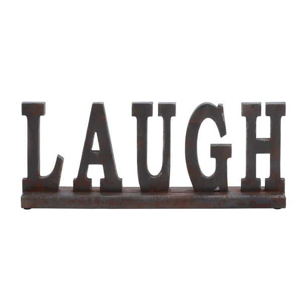 Decmode Farmhouse 8 X 20 Inch Wooden Laugh Standing Sign, Black ...