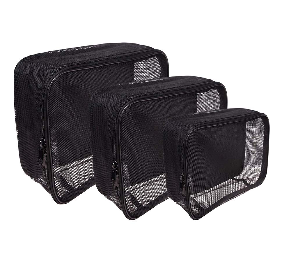 SHANY Assorted Size Cosmetics Travel Bag Black Mesh Make Up Bag SHANY Assorted Size Cosmetics Travel Bag Black Mesh Make Up Bag