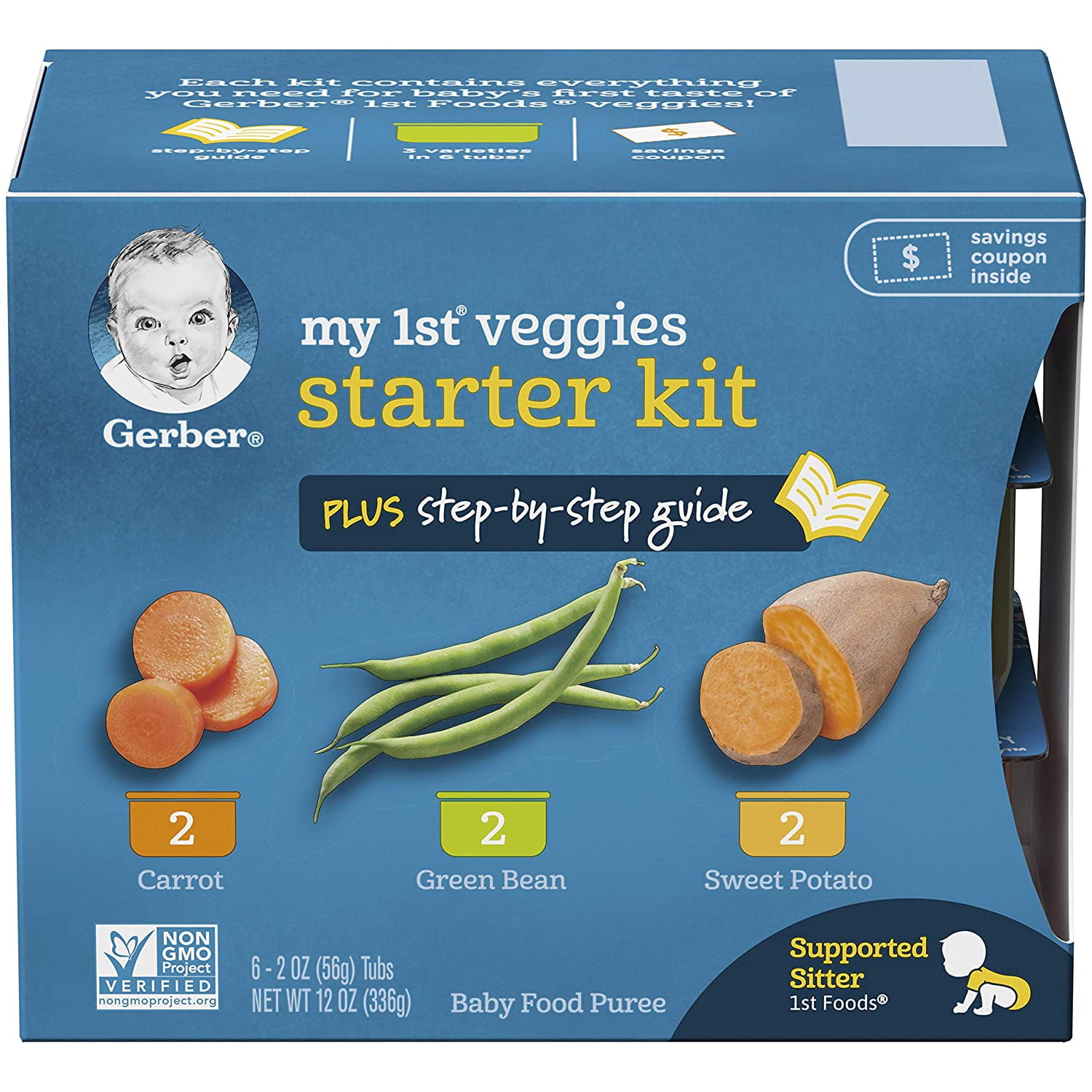 Gerber My 1st Veggies Starter Kit Carrot, Green Bean & Sweet Potato, 12 ...
