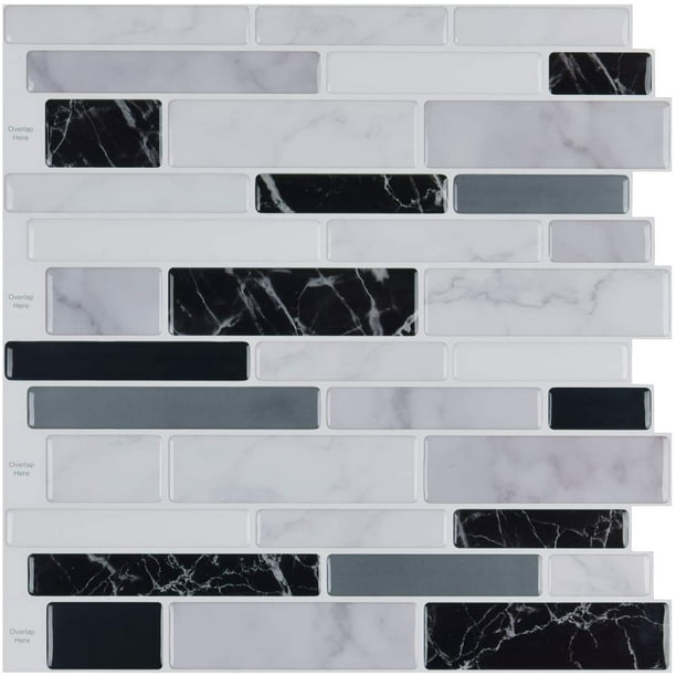 10-Sheet Peel and Stick Tile Backsplash, Vinyl 3D Self-Adhesive Tile ...
