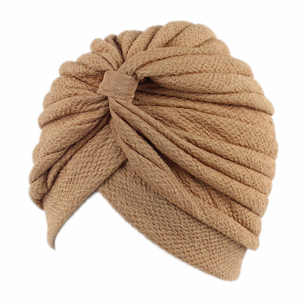 SANAG Women's Pleated Ruffle Chemo Knit Tied Turban Cap Muslim Head ...