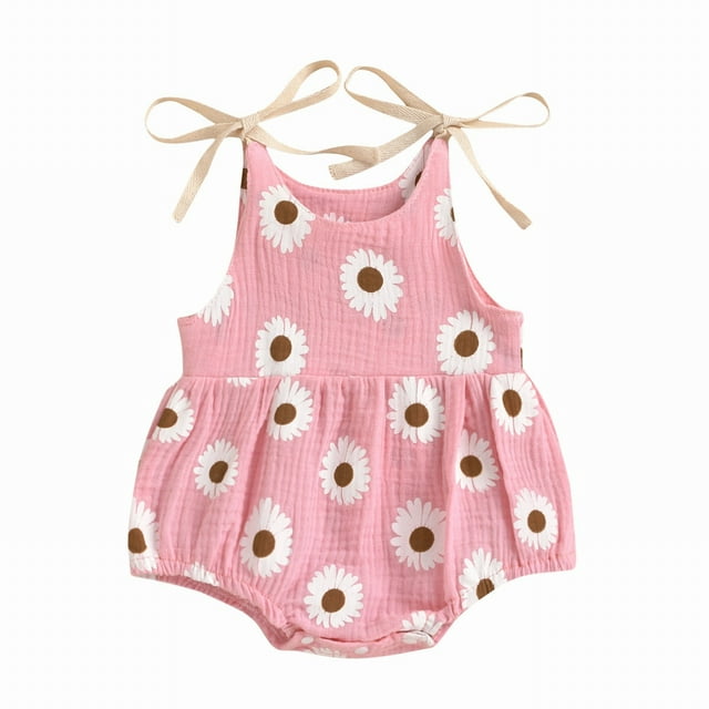 Rovga Baby Girl Bodysuits Straps Halter Jumpsuit Summer Daisy Cartoon Print Clothes For 0 To 24 ...