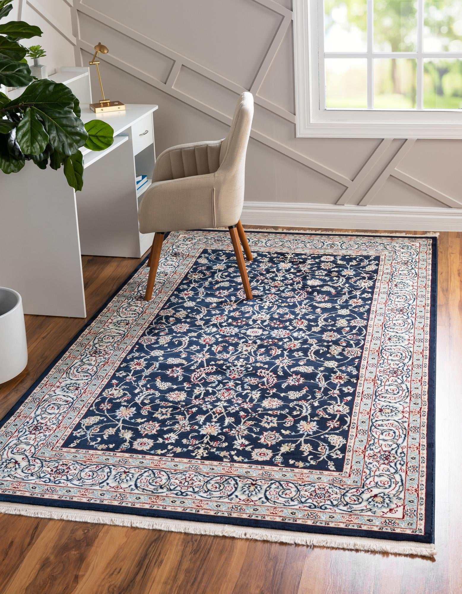 Rugs.com Rabia Collection Rug – 8' x 10' Navy Blue Low Rug Perfect For ...