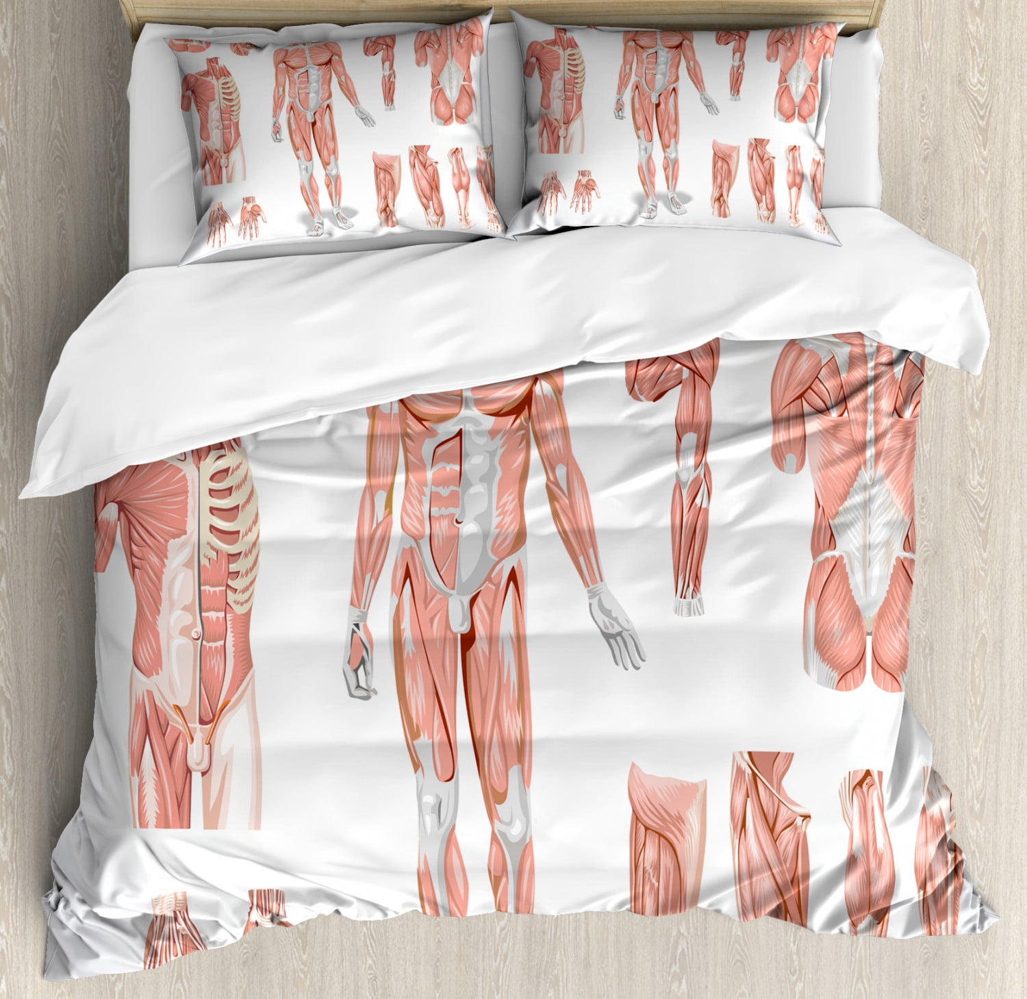 Human Anatomy Duvet Cover Set, Inner Muscle System Skin Structure with ...