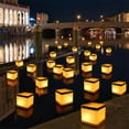 NOGIS 10Pack Paper Floating Water Lanterns,Gold+White Square Memorial ...