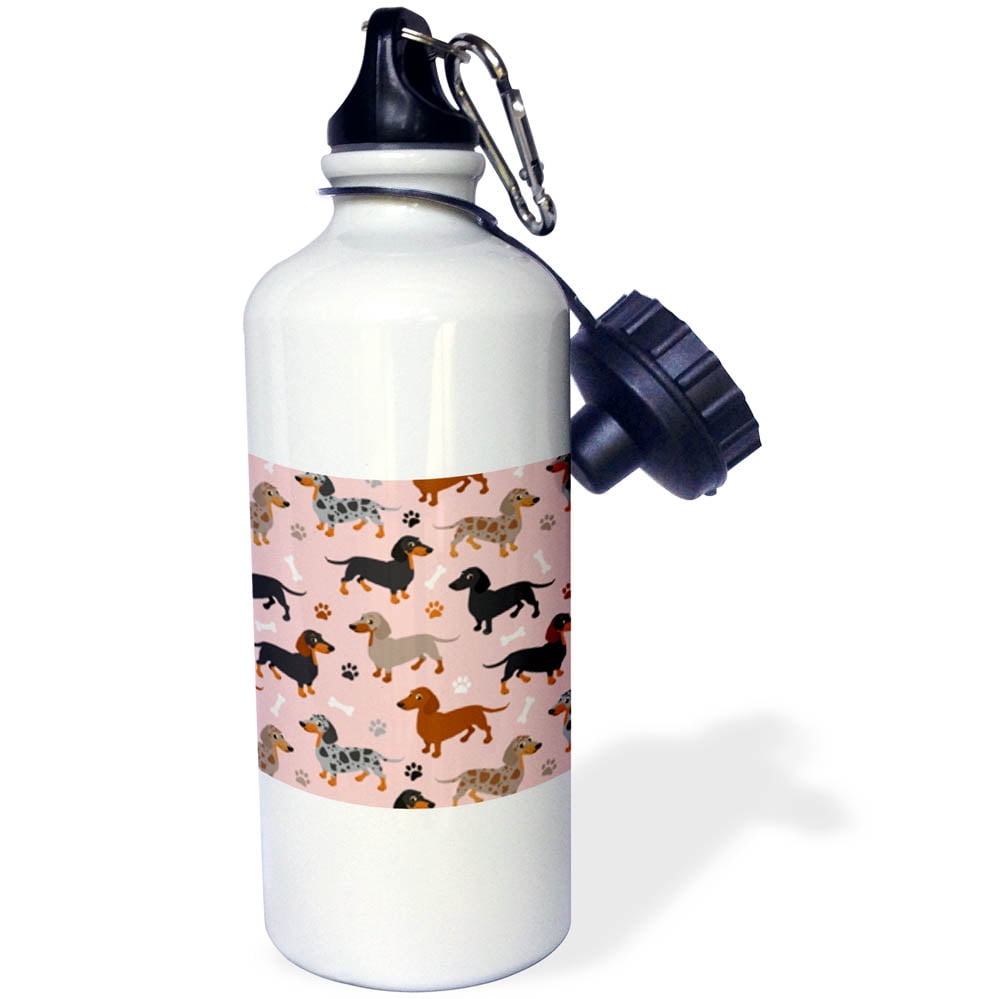 3dRose Cute Dachshund Pattern Pink Weiner Dog - Straw Water Bottle, 21 ...