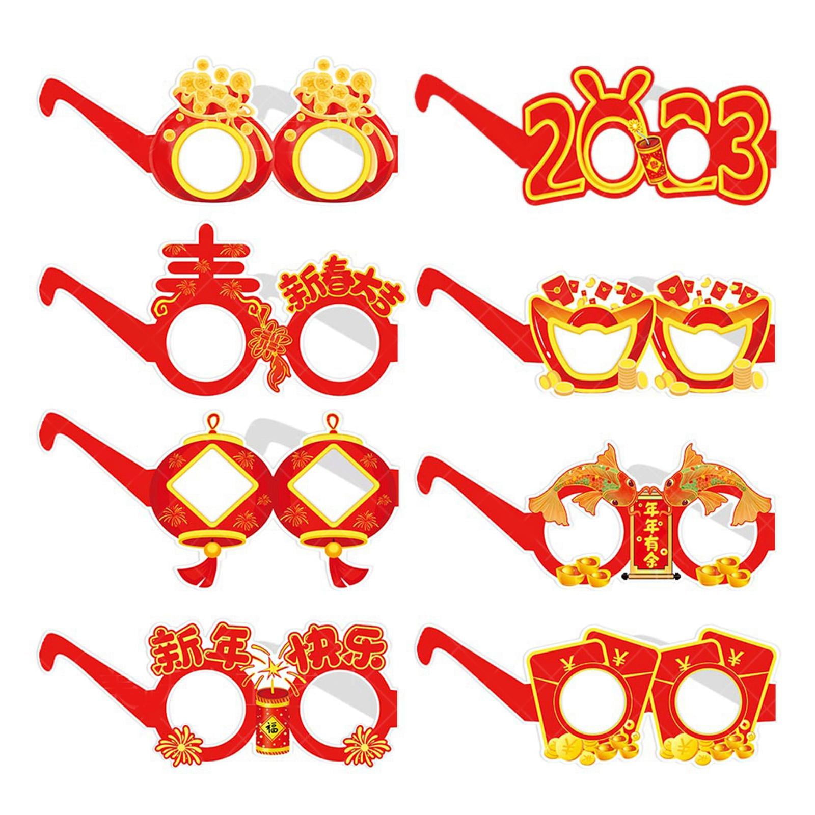 8x Divertido año Nuevo Foto Gafas Booth Props Kit de papel Favores ...