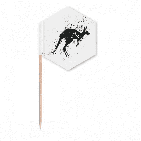 Mexican Kangaroo Simple Black And White Toothpick Flags Cupcake Picks ...