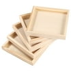 LotFancy Set of 5 Wooden Nesting Trays, Unfinished Natural, Rectangular ...