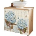 Blue Hydrangea Cabinet Curtains 35"W x 35"L, Spring Floral Leaves ...