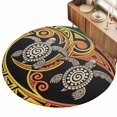 Abstraction Marine Life Turtle Round Rug 3ft Retro Polynesia Texture ...