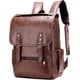 Men's Travel Backpack Vintage PU Leather Large Capacity Book Bag 15.6 ...