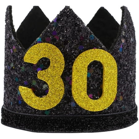 30th Birthday Crown Black Glitter Birthday Crown 30th Birthday Party ...