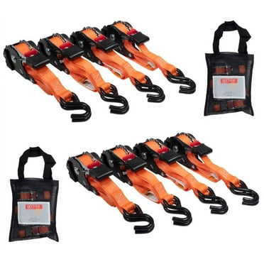 4 Pack 1''x10' Bolt on Orange Retractable Ratchet Straps for Cargo ...