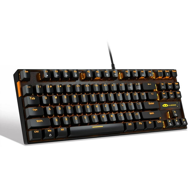 Black Mechanical Gaming Keyboard, MageGee MK-Star Orange Backlit ...
