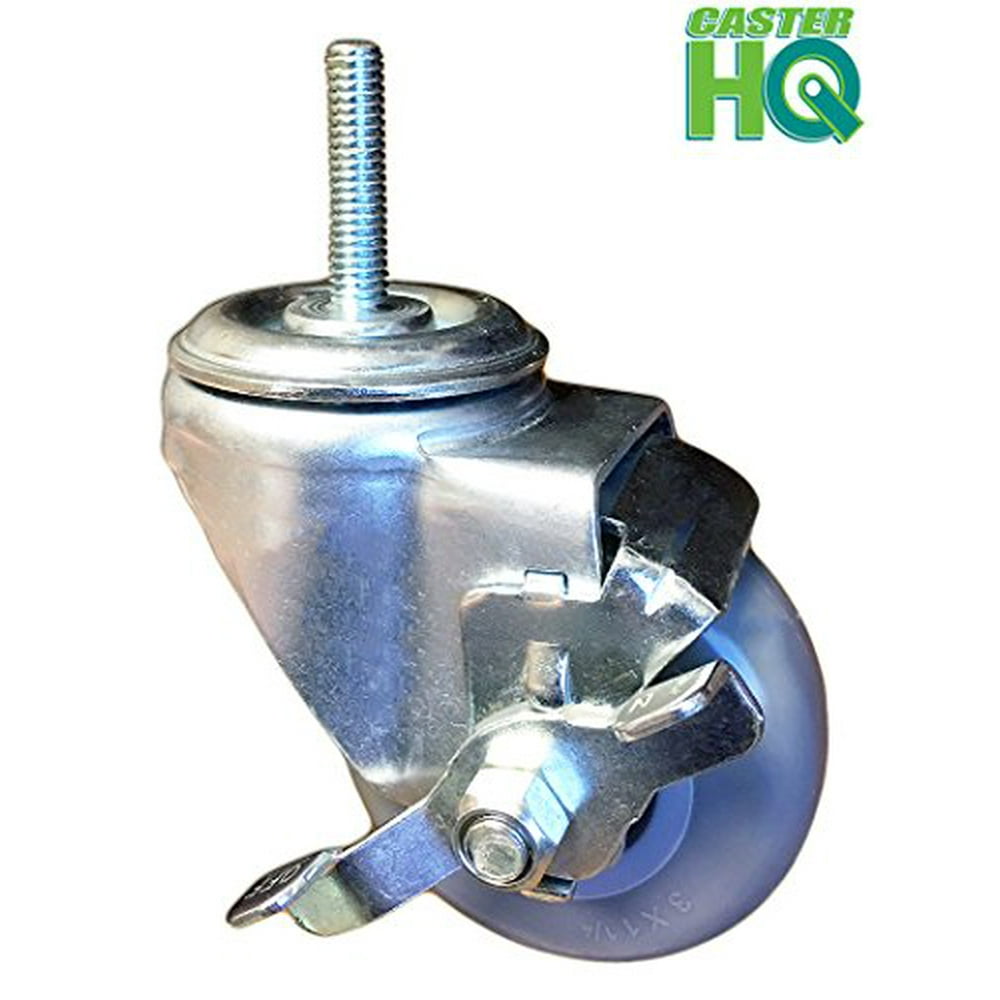 3" Inch Stem Caster - 3/8" x 1-1/2" Threaded Stem - Gray Polyurethane ...