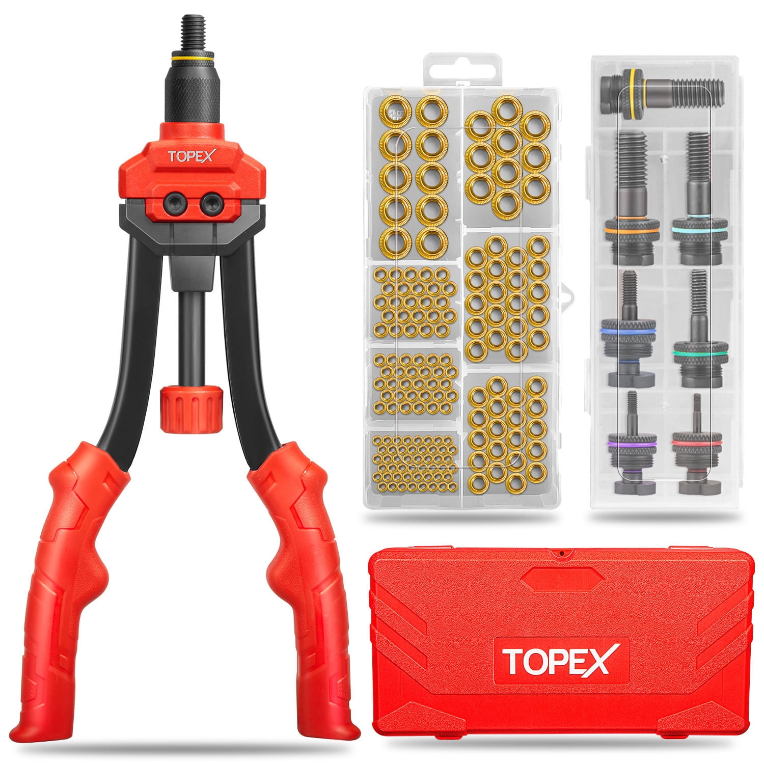TOPEX 160PCS Heavy Duty Nut Rivet Riveter Rivnut Nutsert Gun Riveting ...