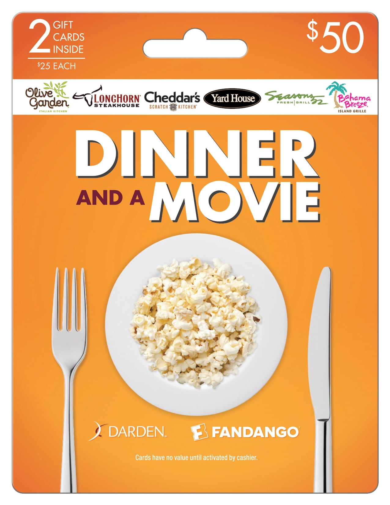 Darden Fandango Dinner And Movie $50 Gift Card - Walmart.com