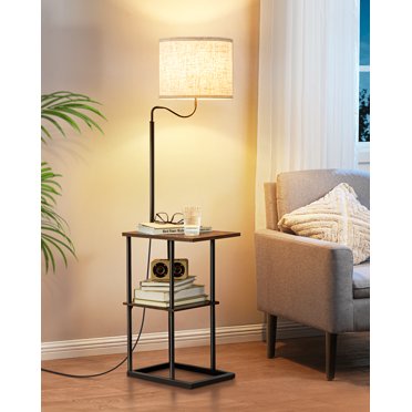 OUTON Bedside Combo: Floor Lamp with Table, End Table with Lamp, USB ...