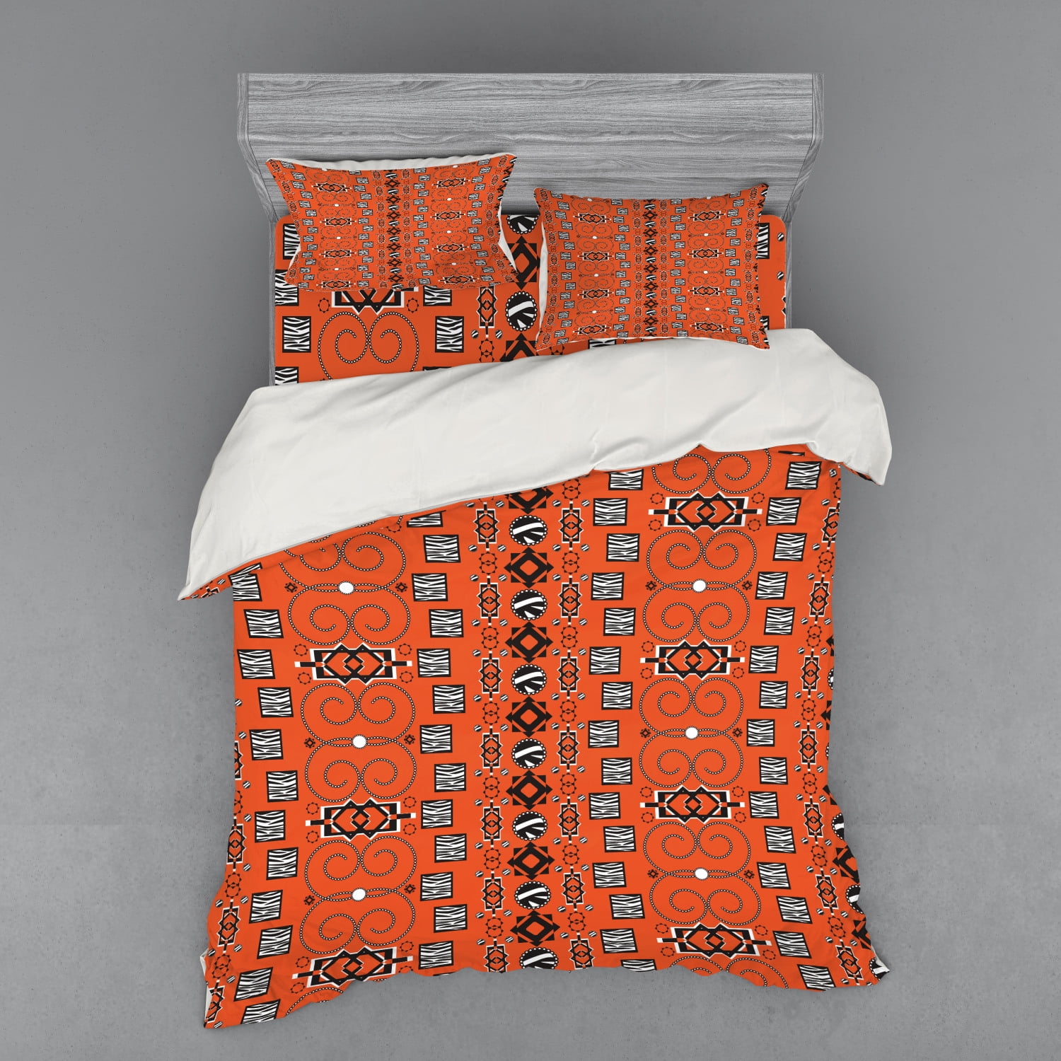 Ambesonne African Bedding Set 4 Pcs, Ornaments, Queen, Orange Black ...