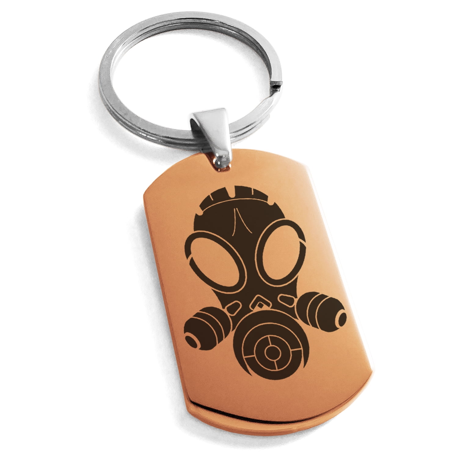 Stainless Steel Biohazard Gas Mask Engraved Dog Tag Keychain Keyring ...