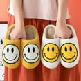 PacificPlex Adults Fuzzy Retro Smiley Face Slippers, Plush Happy Face ...