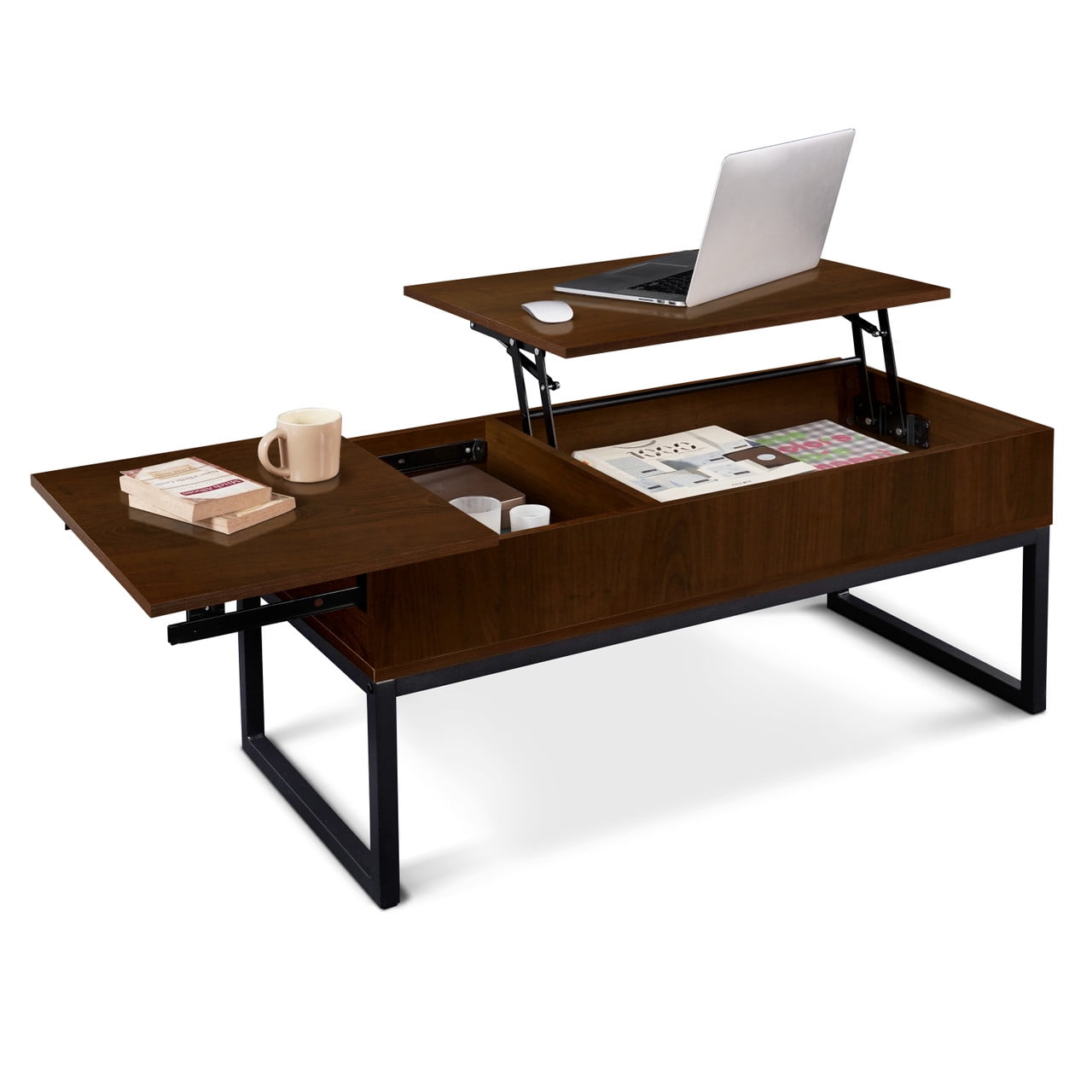 CAPHAUS Lift Top Coffee Table w/ Sliding Drawer, Rising Tabletop Coffee ...