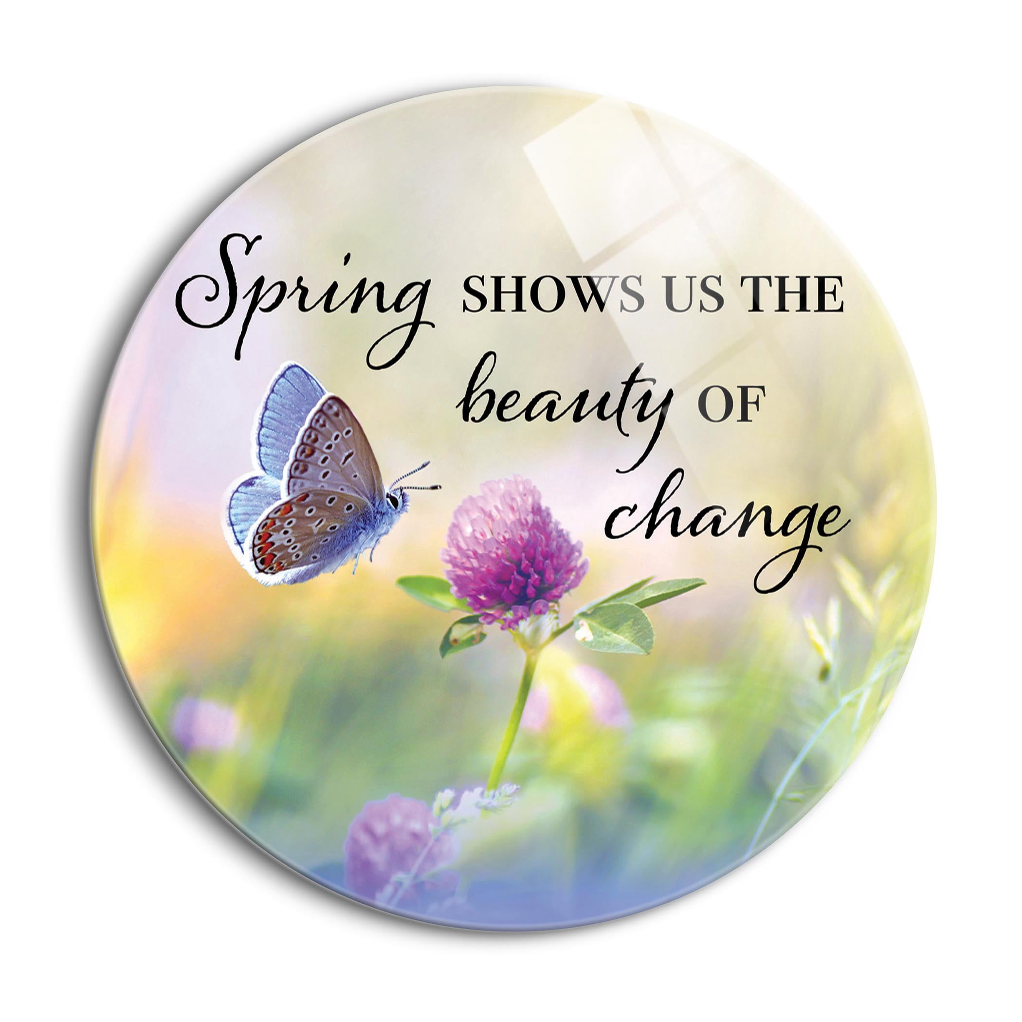 Spring Beauty Change Butterfly Pink 24 inch Glass Wall Hanging Sign ...
