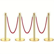 Costway 6Pcs Stanchion Posts Queue Pole Retractable 3 Velvet Ropes with ...