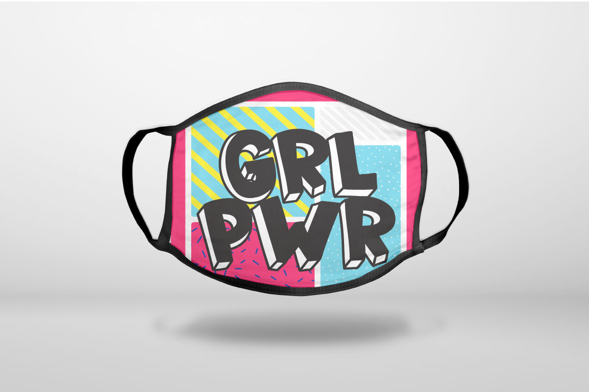 Girl Power - GRL PWR - Pink Background - 3-Ply Reusable Soft Face Mask ...