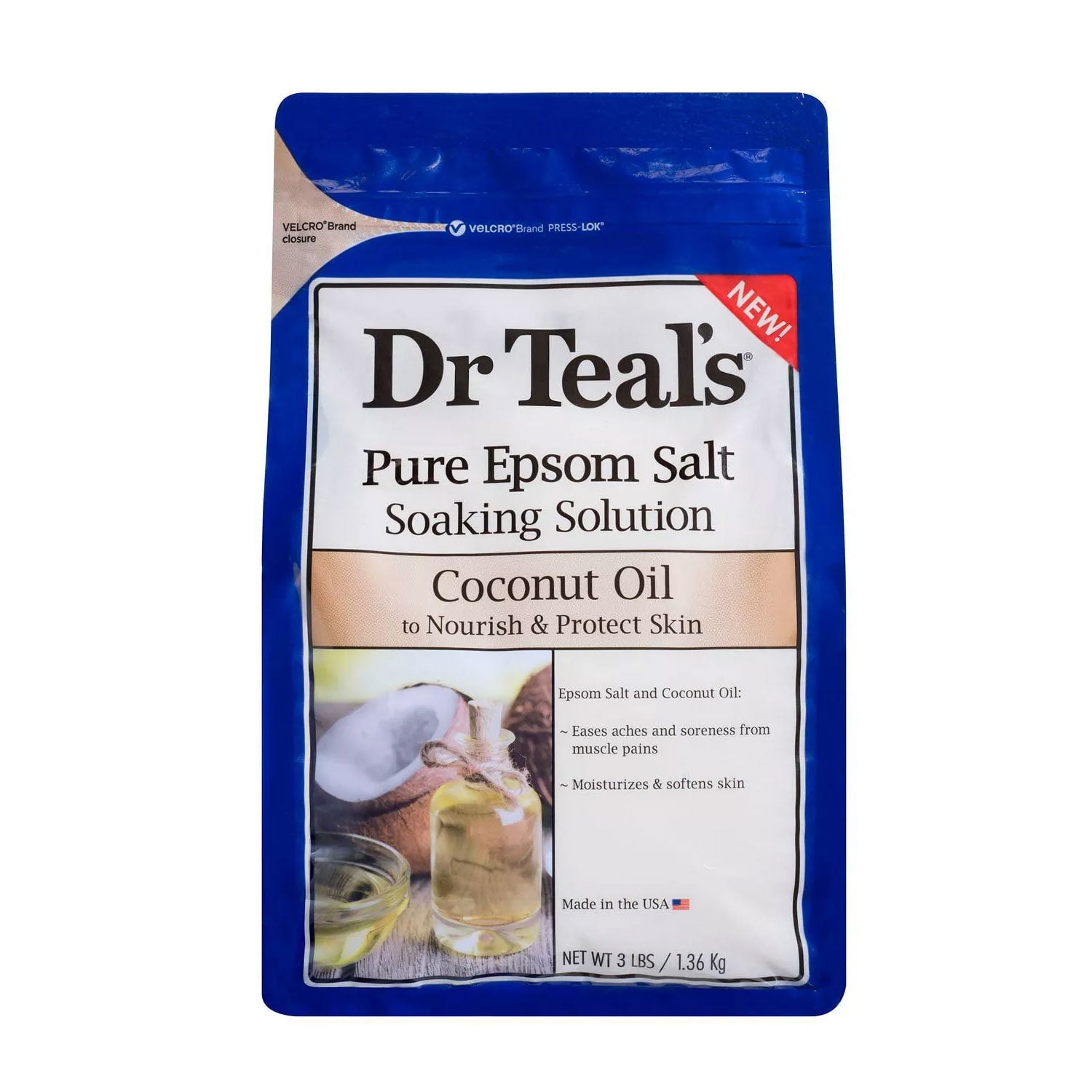 Dr Teals Epsom Salt Soaking Solution Coconut Oil, 3 LB. - Walmart.com