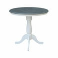 Solid Wood 36" x 36" Round Pedestal Dining Table in Washed Gray Taupe ...