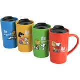 Peanuts Gentle Reminders Stoneware 4 Piece 18oz Travel Cups in Assorted ...