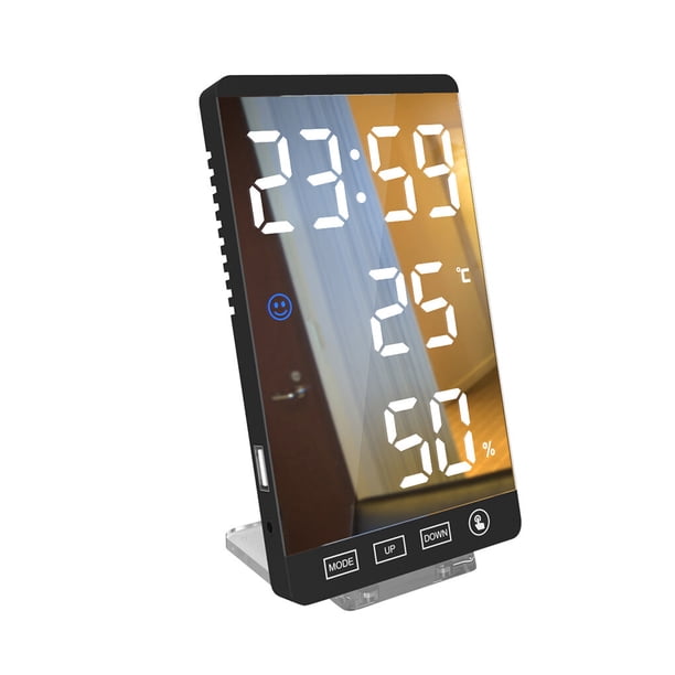 Ustyle LED Mirror Alarm Clock Touch Button Digital Clock Time ...